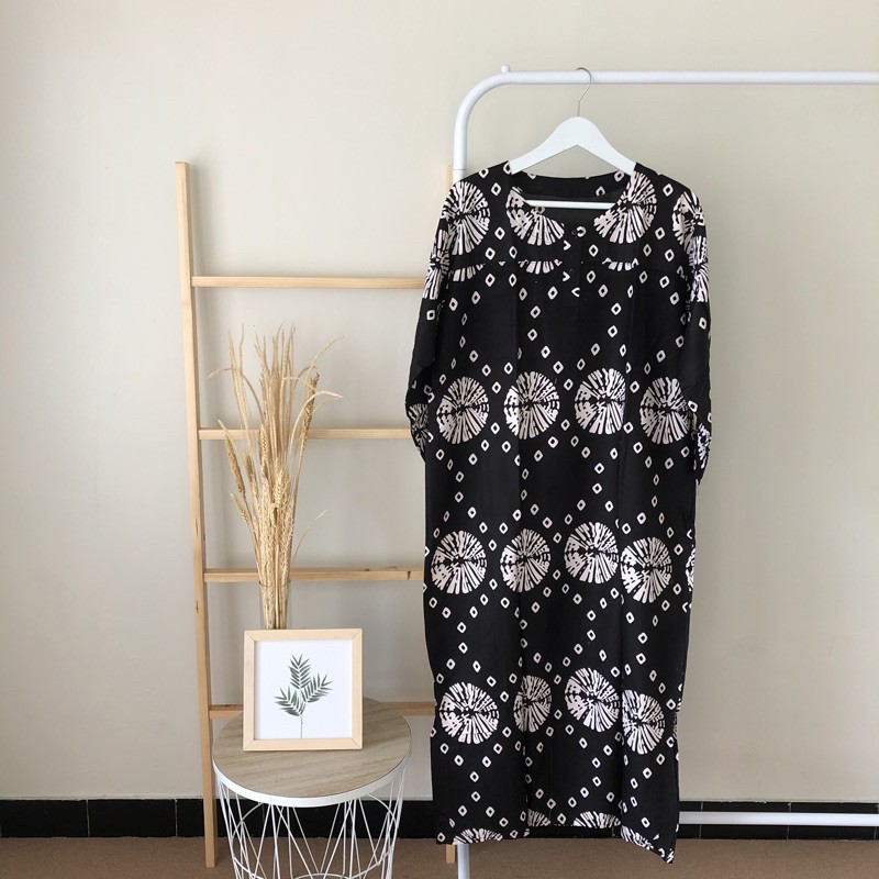 Jual Daster Panjang Batik Longdress Hitam Putih | Shopee Indonesia