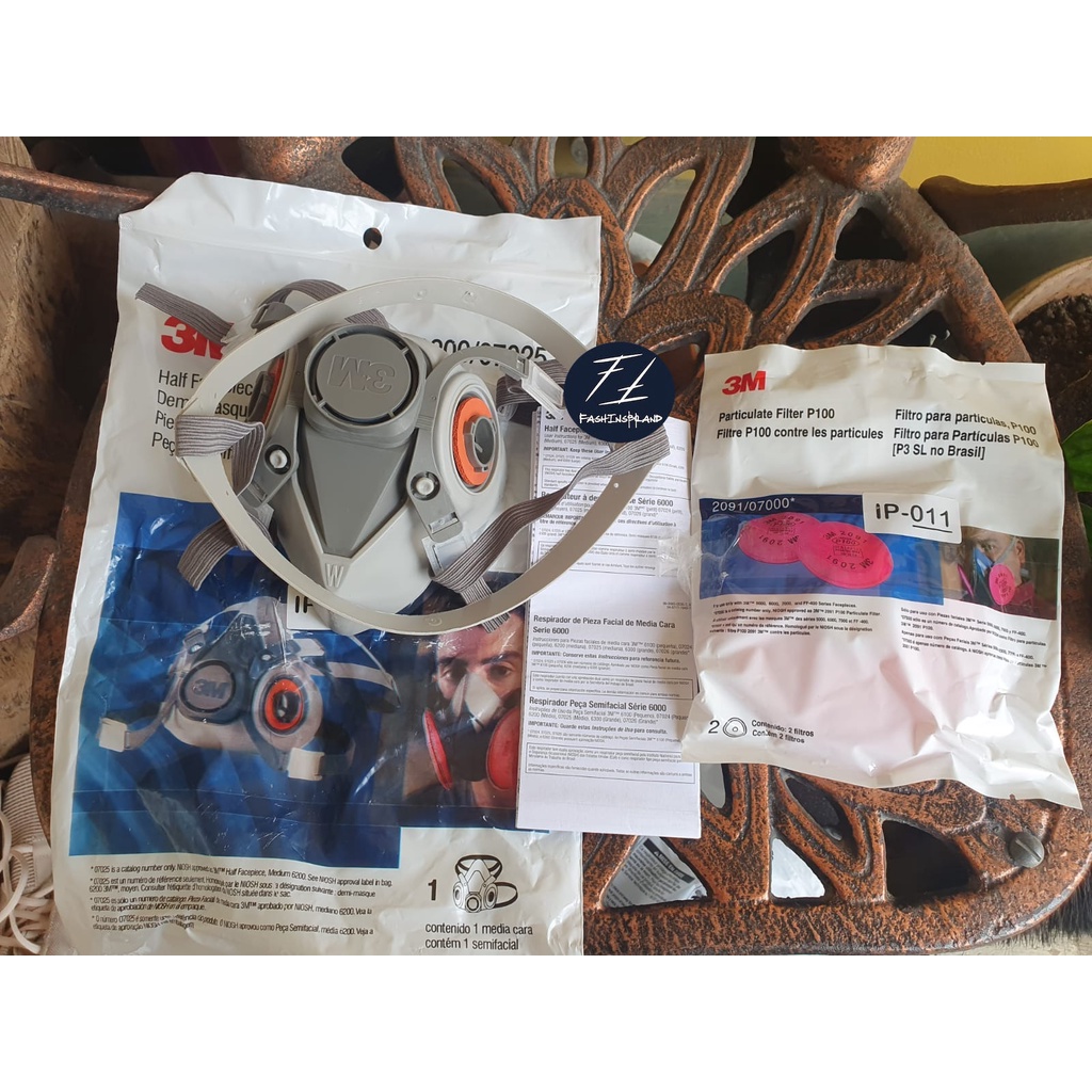 Jual Fullset Masker Safety 3M 6200 / 07025 Reusable Double Cartridge ...