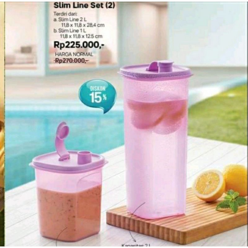 Jual slim line set 2 liter dan 1 liter asli tupperware | Shopee Indonesia