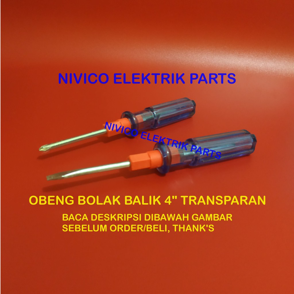 Jual Obeng Bolak Balik 4" Inchi Transparan ( - ) ( + ) / Obeng 2 Way ...