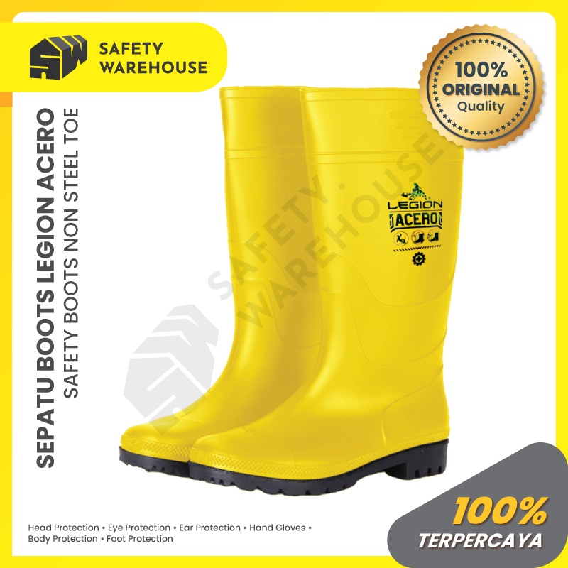 Jual Sepatu Boots Safety Karet PVC Panjang Tanpa Ujung Besi Legion ...