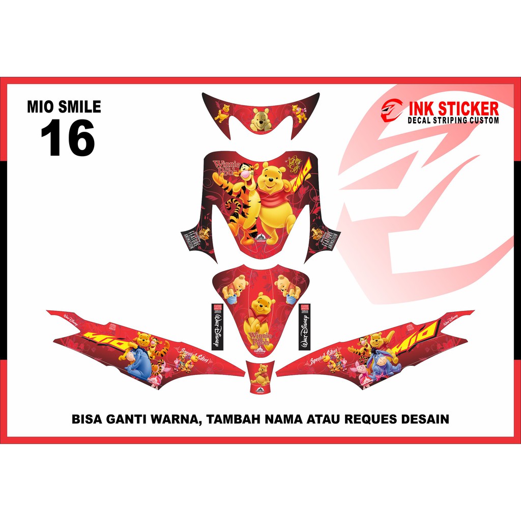 Jual Sticker Decal MIO SMILE Desain 16 Motif Winnie The Pooh | Shopee ...