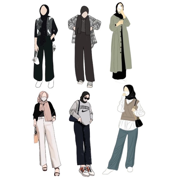 Jual stiker outfit hijab stiker muslimah | Shopee Indonesia
