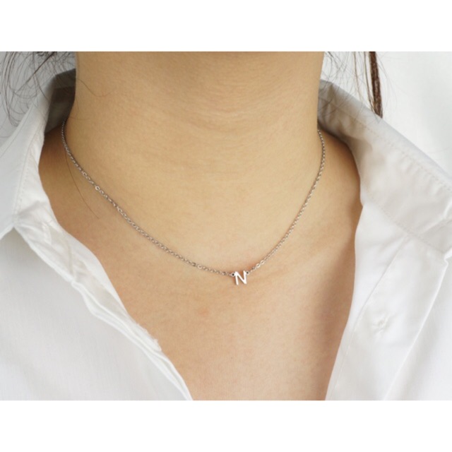 Jual Kalung Rantai Huruf Minium Inisial Necklace Wanita Titanium Anti ...