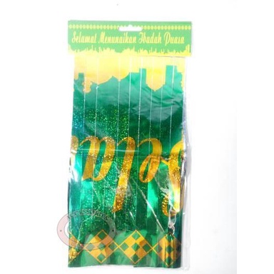 Jual Banner Rumbai Kertas Metalik Mengkilap Selamat Menunaikan Ibadah ...