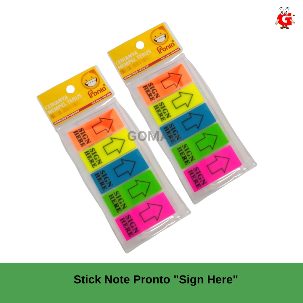 Jual Post It Sign Here Pronto 5 warna | Shopee Indonesia