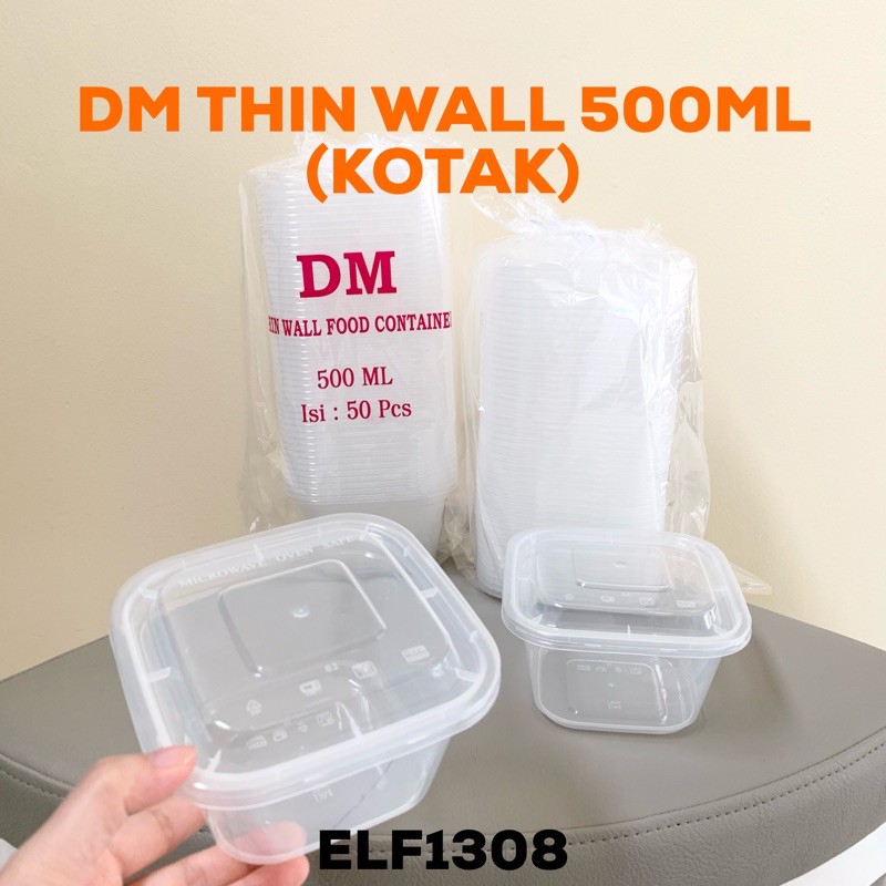 Jual Dm Thin Wall 500ml Thinwall 500 Ml Kotak Square Mangkok Plastik