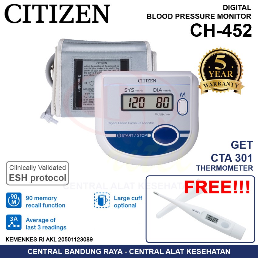 Jual CITIZEN Tensimeter DIgital CH-452 | Blood Pressure Monitor | Shopee Indonesia