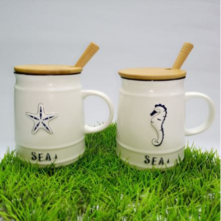 Jual Mug Set Tutup Kayu Plus Sendok Tiara / Mug Cantik / Mug Harian ...