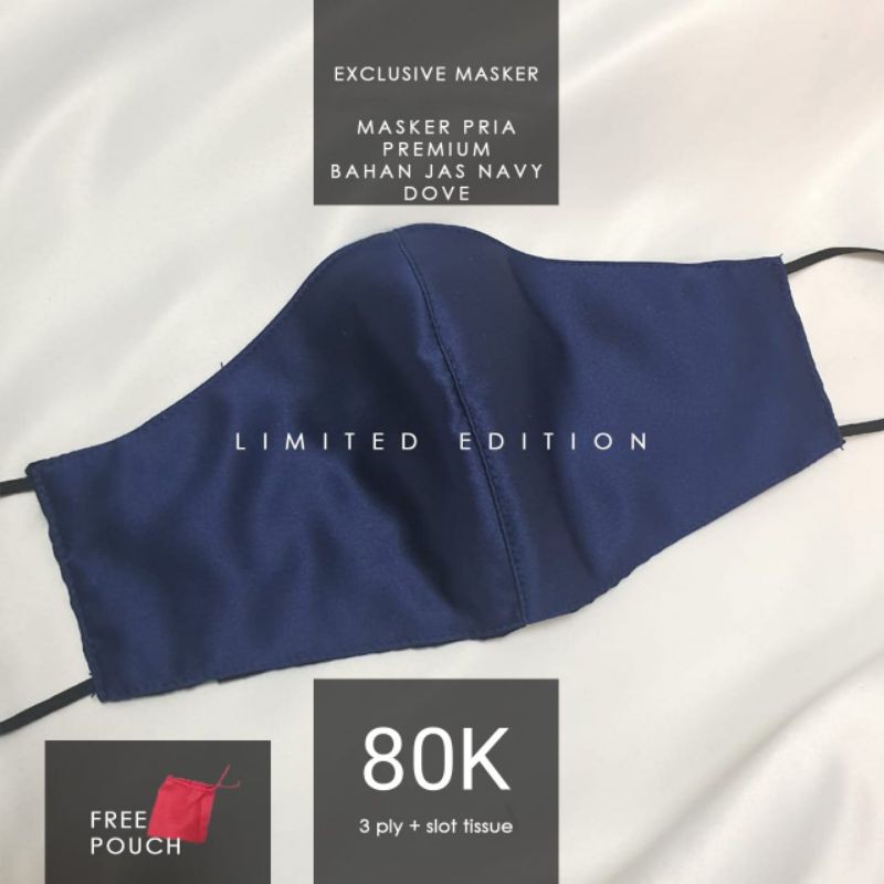 Jual MASKER PRIA PREMIUM BAHAN JAS NAVY DOVE..Masker Kain 3ply..Fashion ...