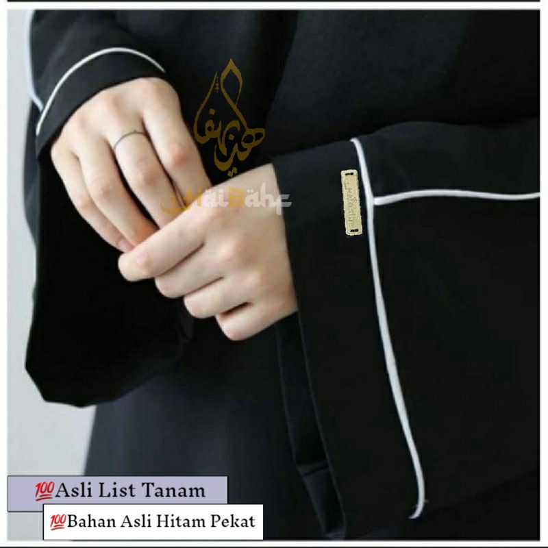 Jual Logo Haibahf Abaya Basic Remaja List Putih Gamis Turki Kekinian ...