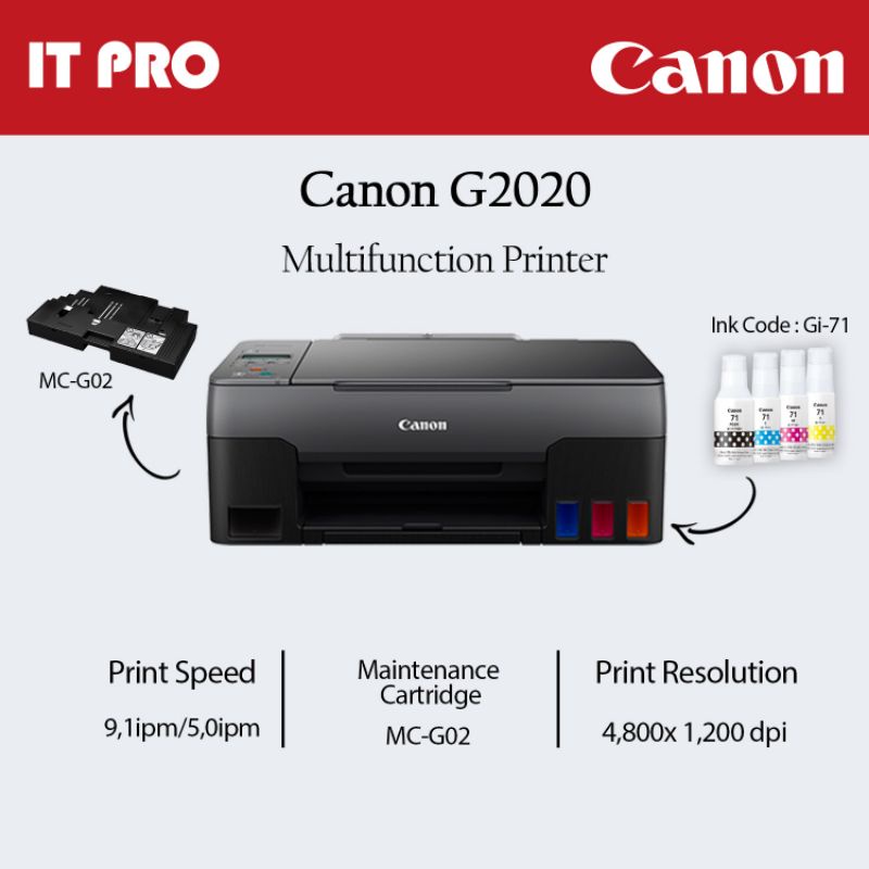 Jual CANON PIXMA G2020 PRINTER INK EFFICIENT PRINT SCAN COPY | Shopee ...