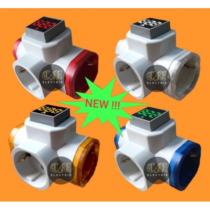 Jual Colokan Cabang 3 Dengan Volt Meter Digital AC | Shopee Indonesia