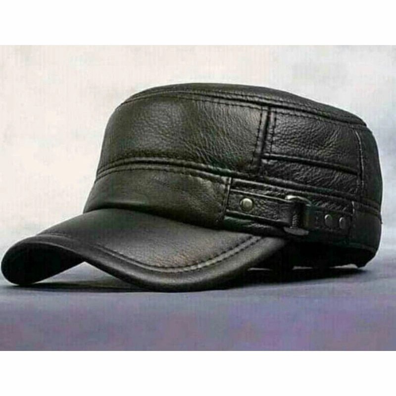Jual Topi Komando Pria Kulit Asli Model Baseball Ring Slot Gesper ...