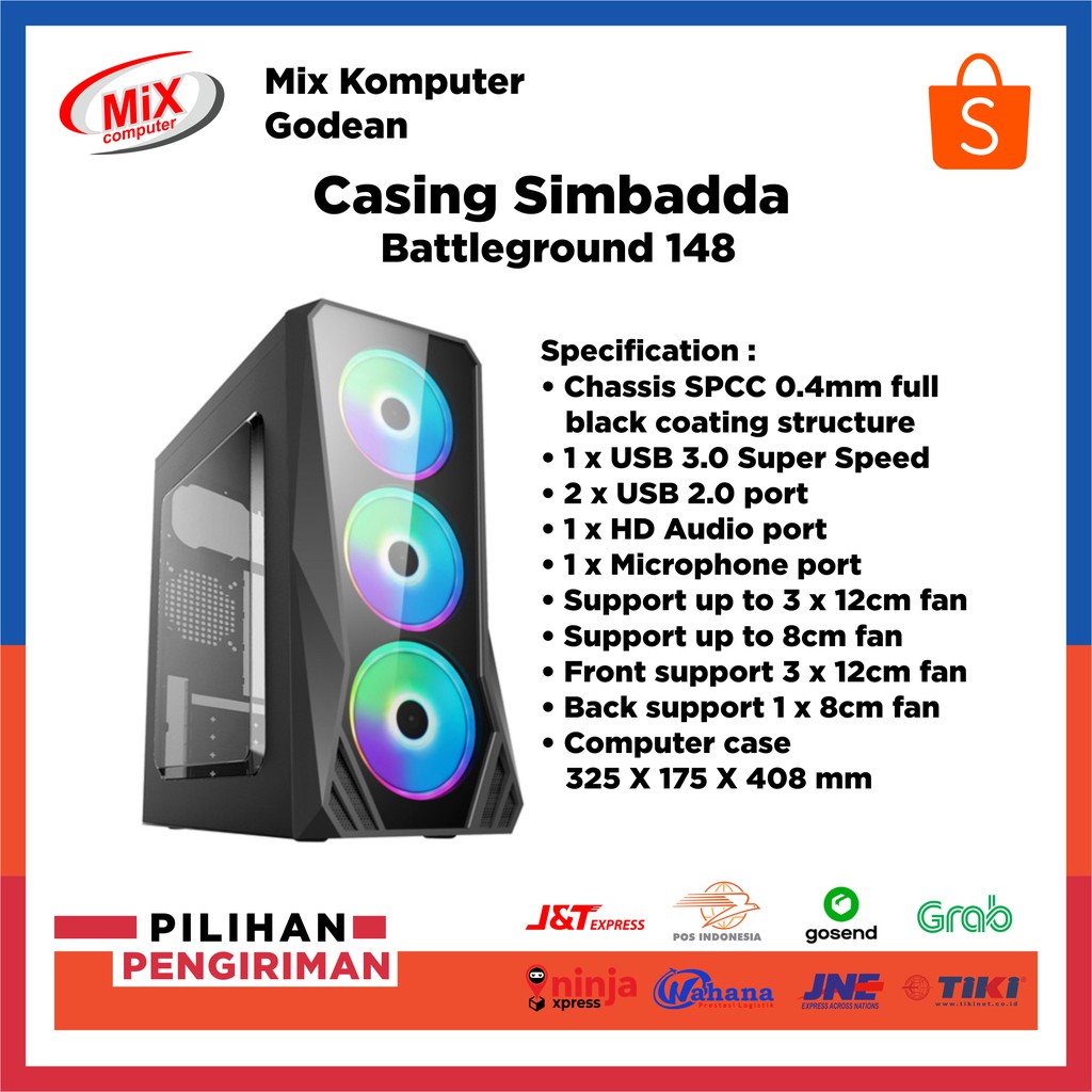 Jual SIMBADDA BATTLEGROUND 148 CASING GAMING CASE | Shopee Indonesia