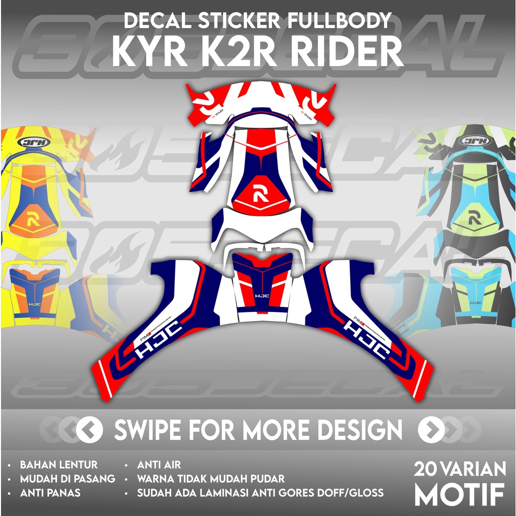 Jual Sticker decal helm KYT K2R Rider motif hjc rpha 11 charki | decal ...