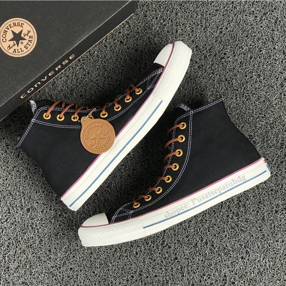 Jual (BAYAR DITEMPAT) Converse Premium Tali Tan High Black White ...