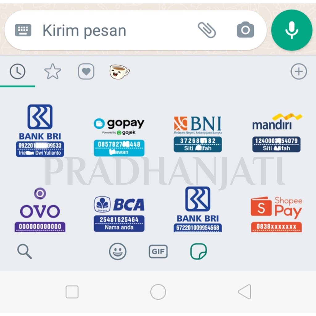 Jual STIKER WA whatsapp custom rekening | Shopee Indonesia