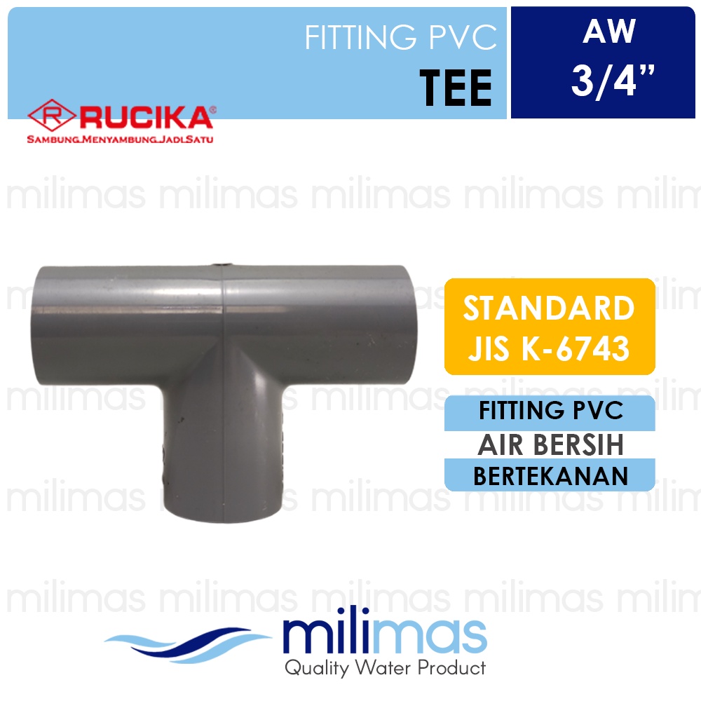 Jual RUCIKA - TEE AW 3/4" - TEE PVC - Fitting Pipa PVC AW | Shopee Indonesia