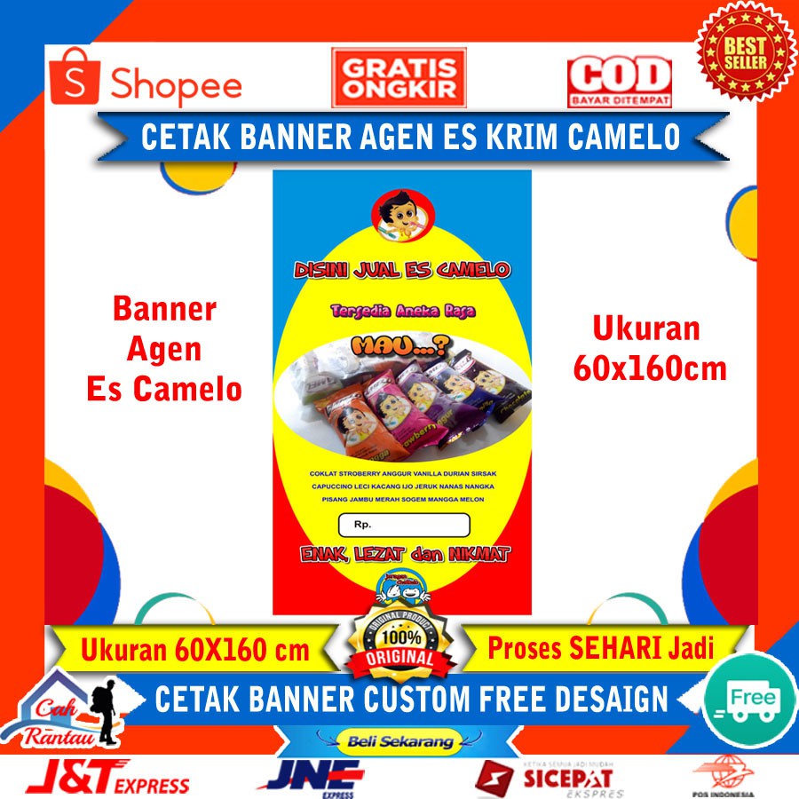 Jual Cetak Banner Agen Jualan Es KrimCAMELO Ice Cream Spanduk Usaha ...