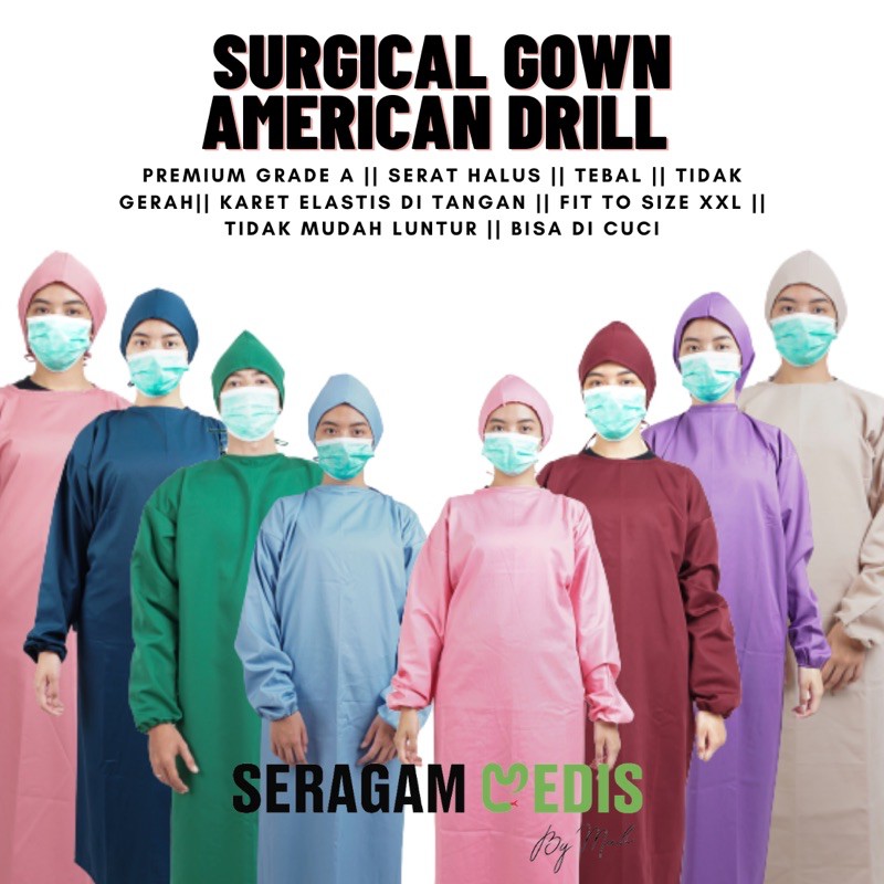 Jual Surgical gown american drill / jubah operasi / baju operasi / gaun ...