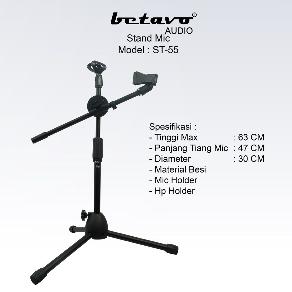 Jual Stand boom Tiang Mic Pendek Betavo ST 55 Meja Gendang Tak Hadrah ...