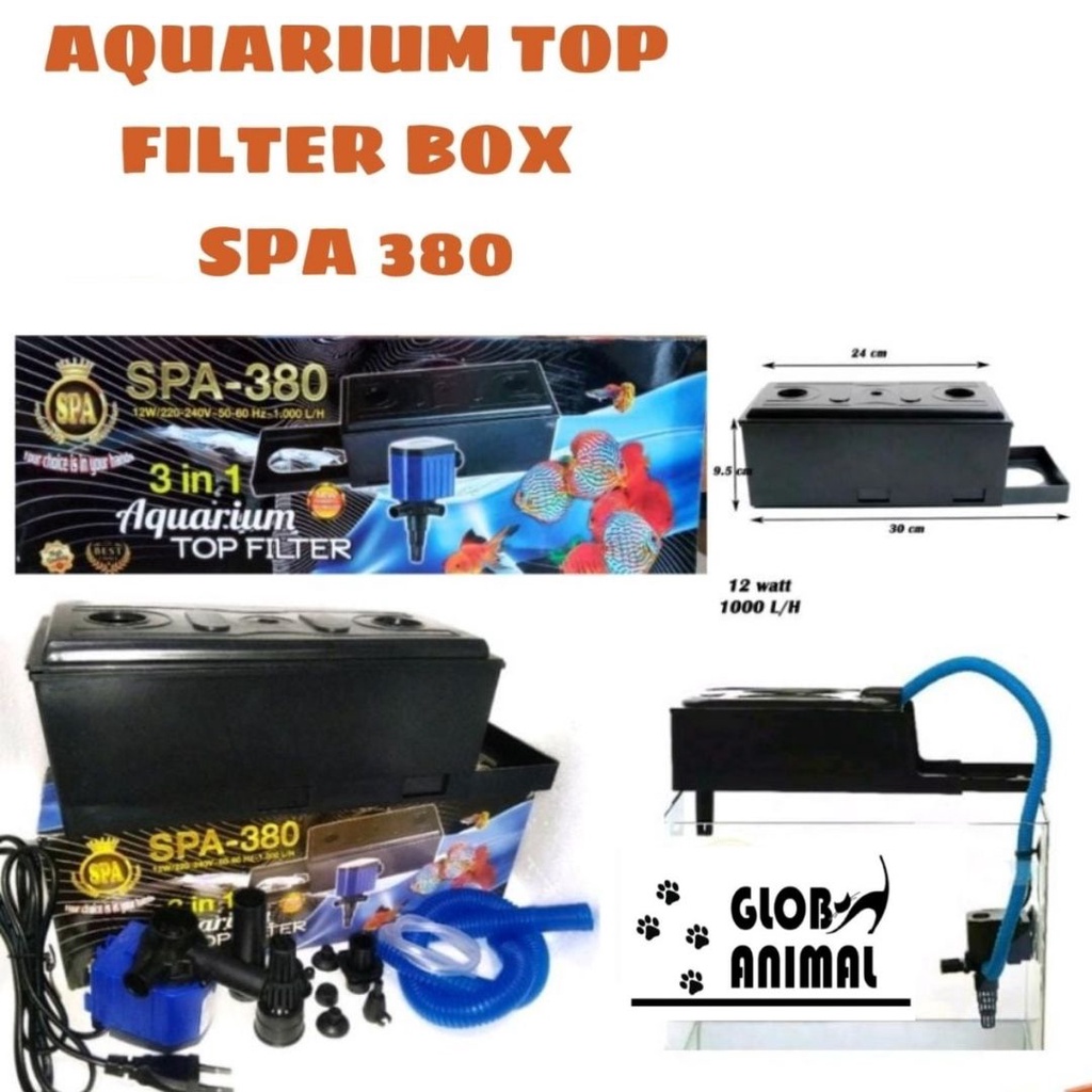 Jual AQUARIUM TOP FILTER 3 IN 1 SPA-380 FILTER AQUARIUM ATAS FILTER BOX ...