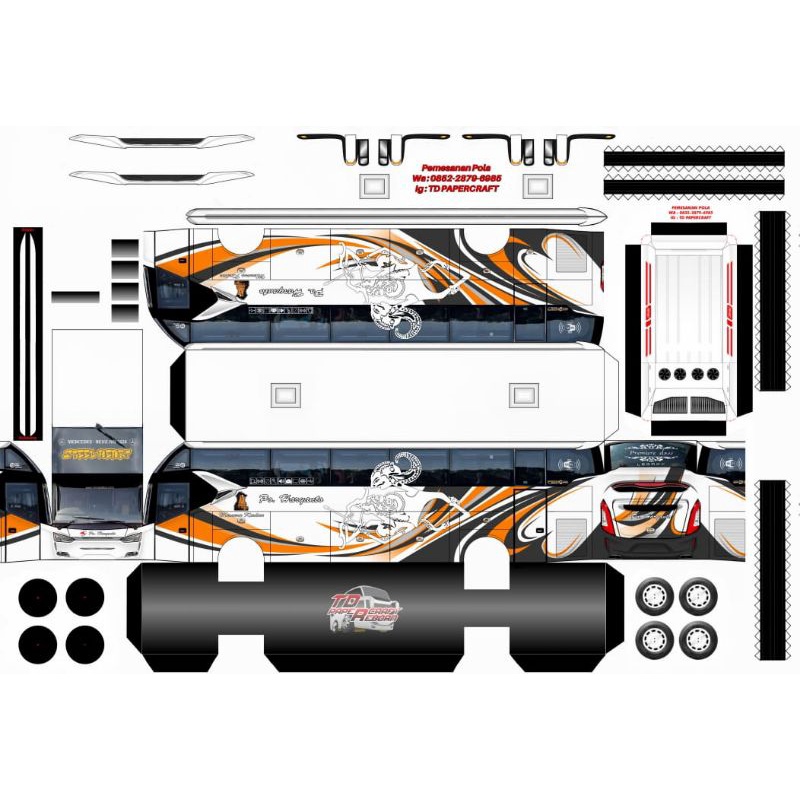 Jual Lembaran Pola PaperCraft Bus PO Haryanto Steel Heart XHD Skala 1: ...