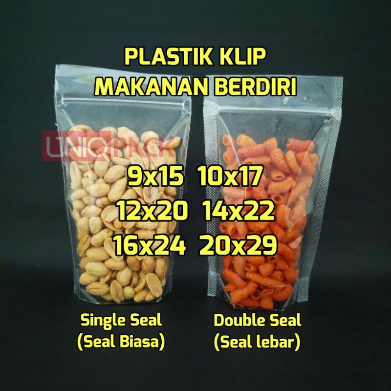 Jual Plastik Klip Makanan Berdiri 9x15 10x17 12x20 14x22 16x24 20x29 Cm ...