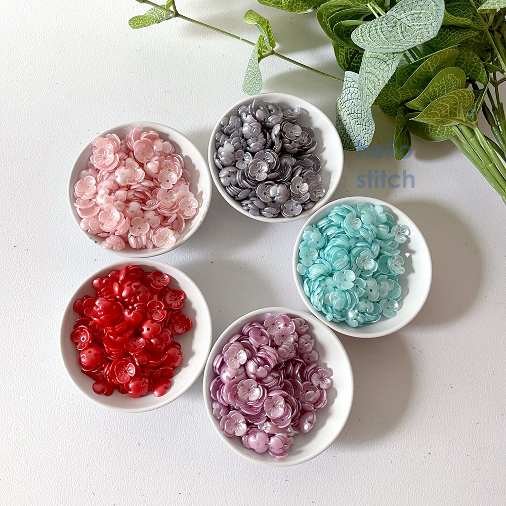 Jual 10 gr Manik-manik Mote Bunga 3 Kelopak - Warna Mutiara | Shopee ...