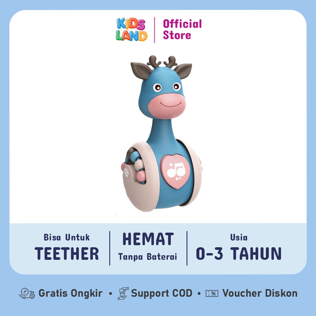 Jual Mainan Bayi Tumbler Roda Rattle Roly Poly Karakter Rusa KIDS LAND ...