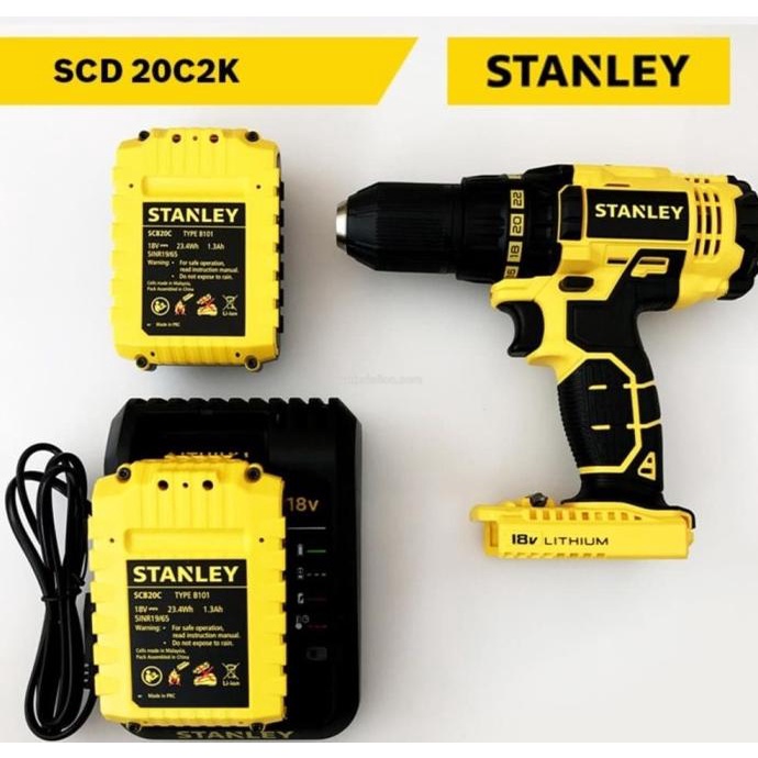 Jual Mesin Bor Baterai Cordless Drill Driver Scd20C2K Stanley Scd20 C2K ...