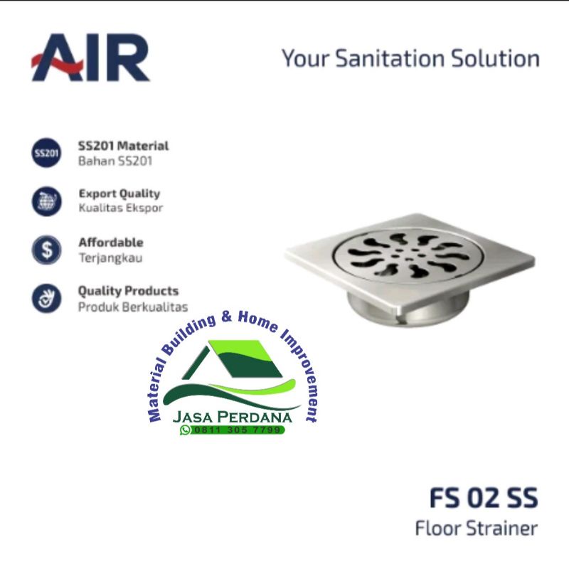 Jual AIR Avur Lantai Floor Strainer Pembuangan Stainless Steel FS 02 SS ...