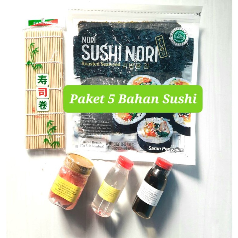 Jual Paket Bahan Sushi Tipe 5 Halal Nori sushi java sakao Cuka Bambu ...