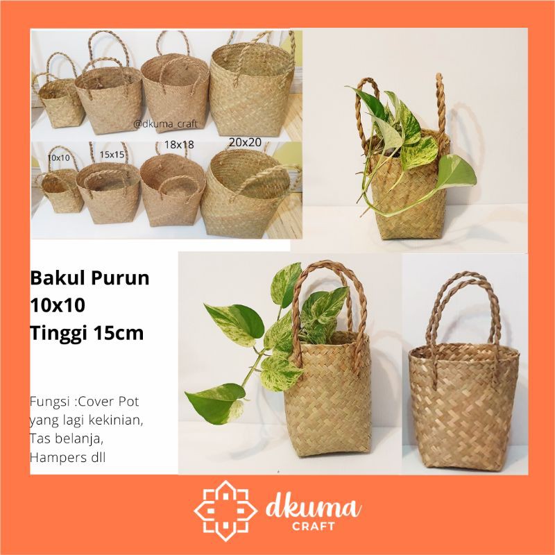 Jual Tas anyaman purun kalimantan cover pot tas hampers tas souvenir kerajinan tangan borneo ...