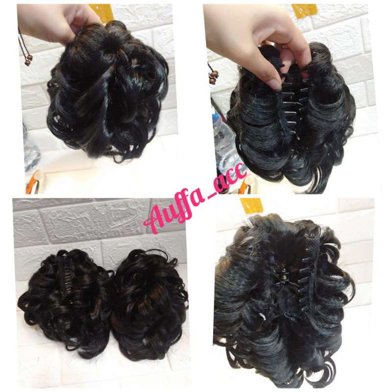 Jual rambut cepit acardion/sanggul praktis cepit/rambut tambahan ...