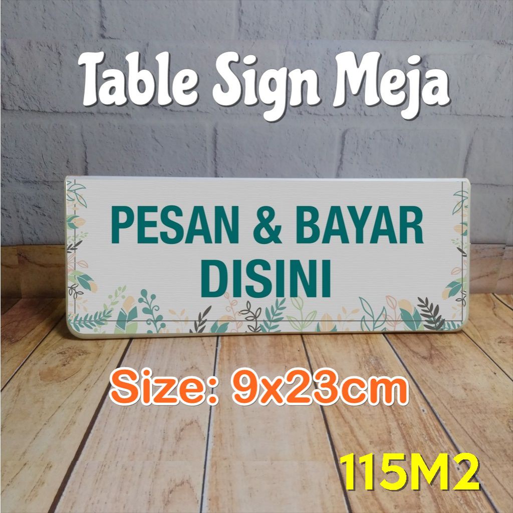 Jual PESAN & BAYAR DISINI Tent Table Sign Penanda Meja Desk Sign 9x23cm ...