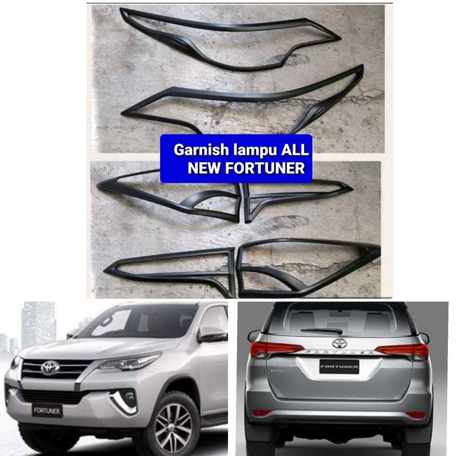 Jual Paket Garnish Lampu Depan Belakang All New Fortuner VRZ 2016 Hitam Doff | Shopee Indonesia