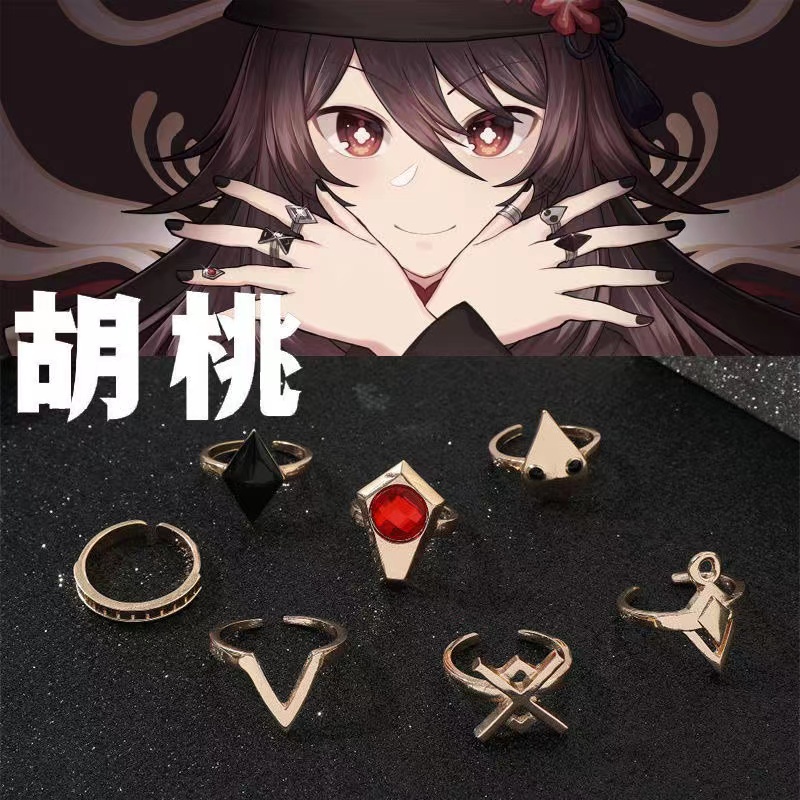 Jual 【MPID】Genshin Impact Hutao Cosplay Game Accessories Rings Hu Tao ...