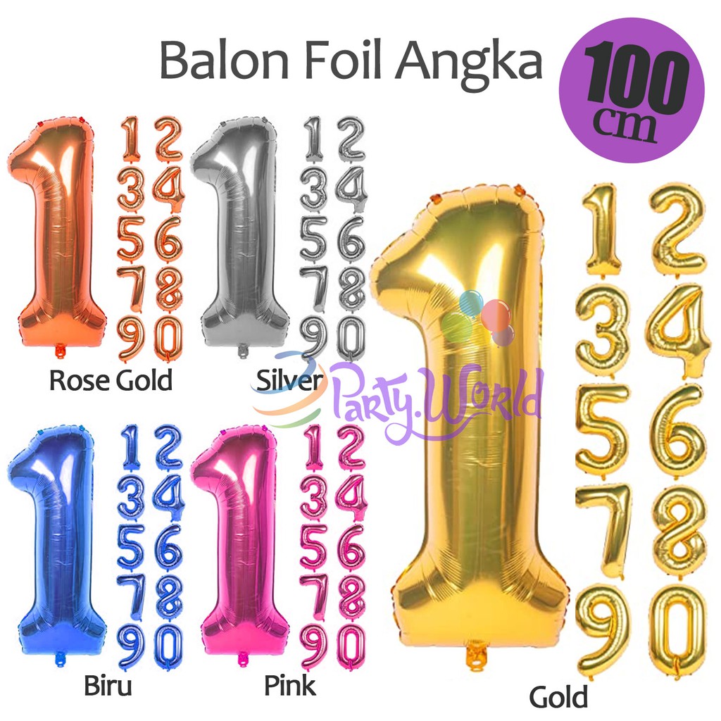 Jual PartyWorld balon foil angka 100cm | Shopee Indonesia