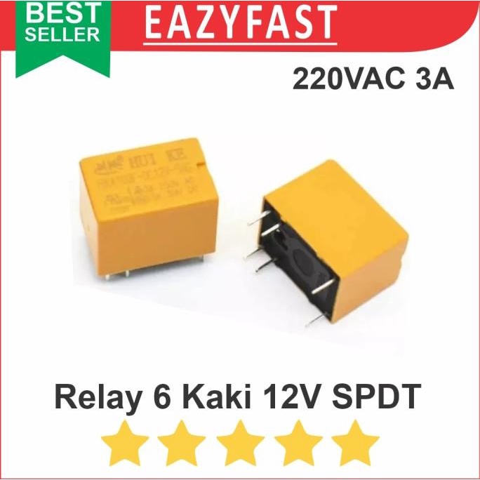 Jual Relay 6 Kaki Pin DC 12V 12 V Volt SPDT Mini 30V 3A 250VAC efst90 ...