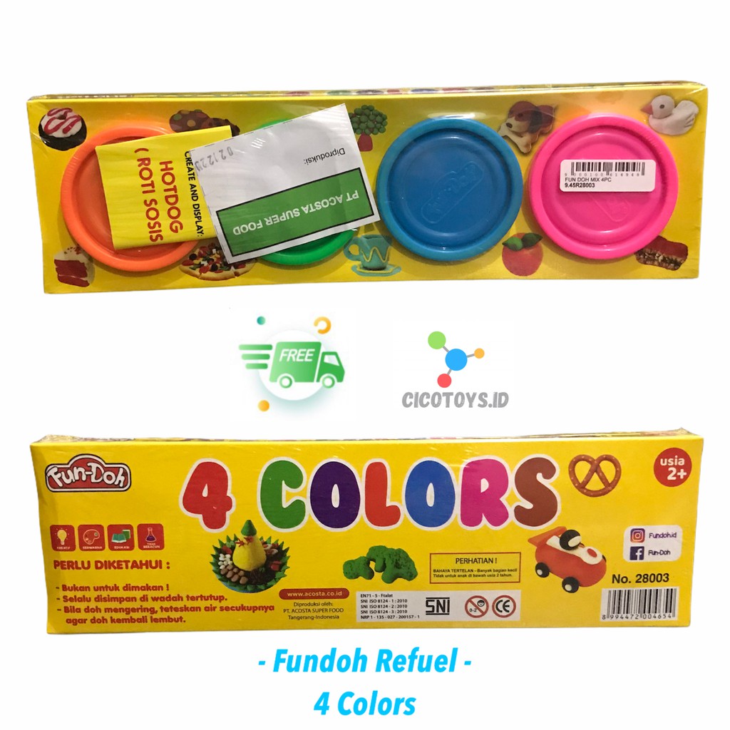 Jual MAINAN LILIN ANAK FUN DOH BIG REFILL ISI 4 - PLAY DOH - MAINAN ...