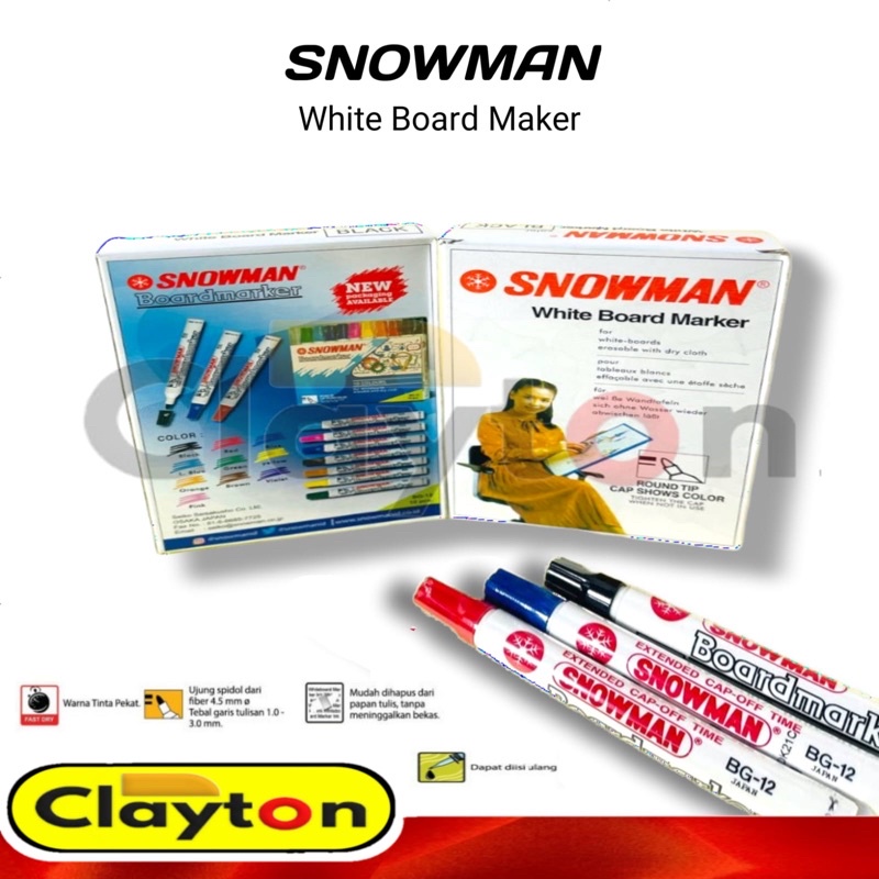 Jual SPIDOL SNOWMAN BG 12 / SEPIDOL BOARD MARKER / SPIDOL WHITEBOARD ...