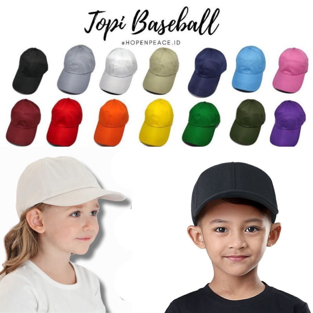 Jual Topi Baseball Anak / Balita Polos Untuk Anak Usia 1-8 Tahun Laki ...