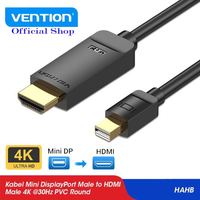 Jual Vention HAH Kabel Mini DisplayPort to HDMI FHD 4K | Shopee Indonesia