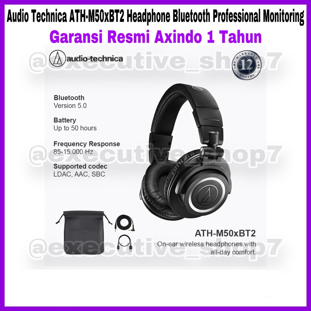 Jual Audio Technica ATH-M50xBT2 Headphone Bluetooth Professional ...