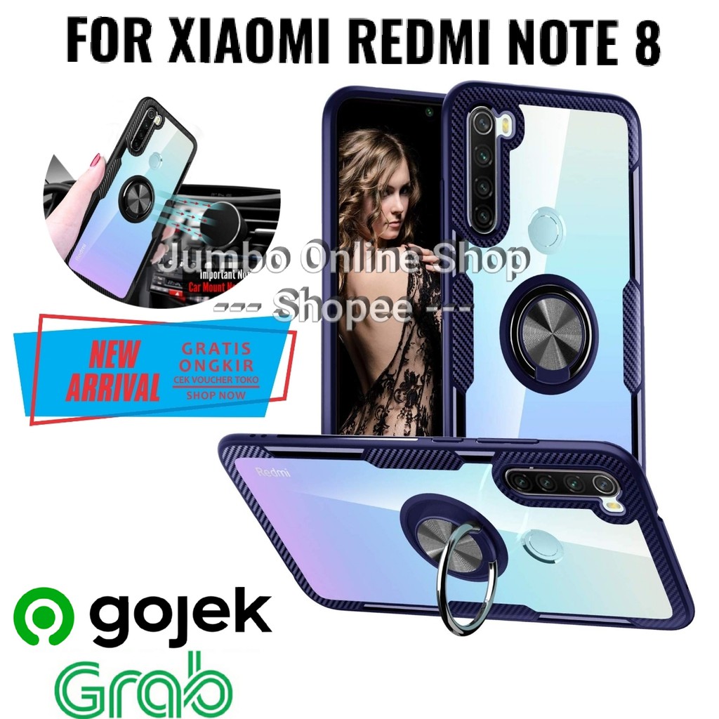Jual Case Xiaomi Redmi Note 8 HYBRID CLEAR ARMOR RING STAND casing HP ...