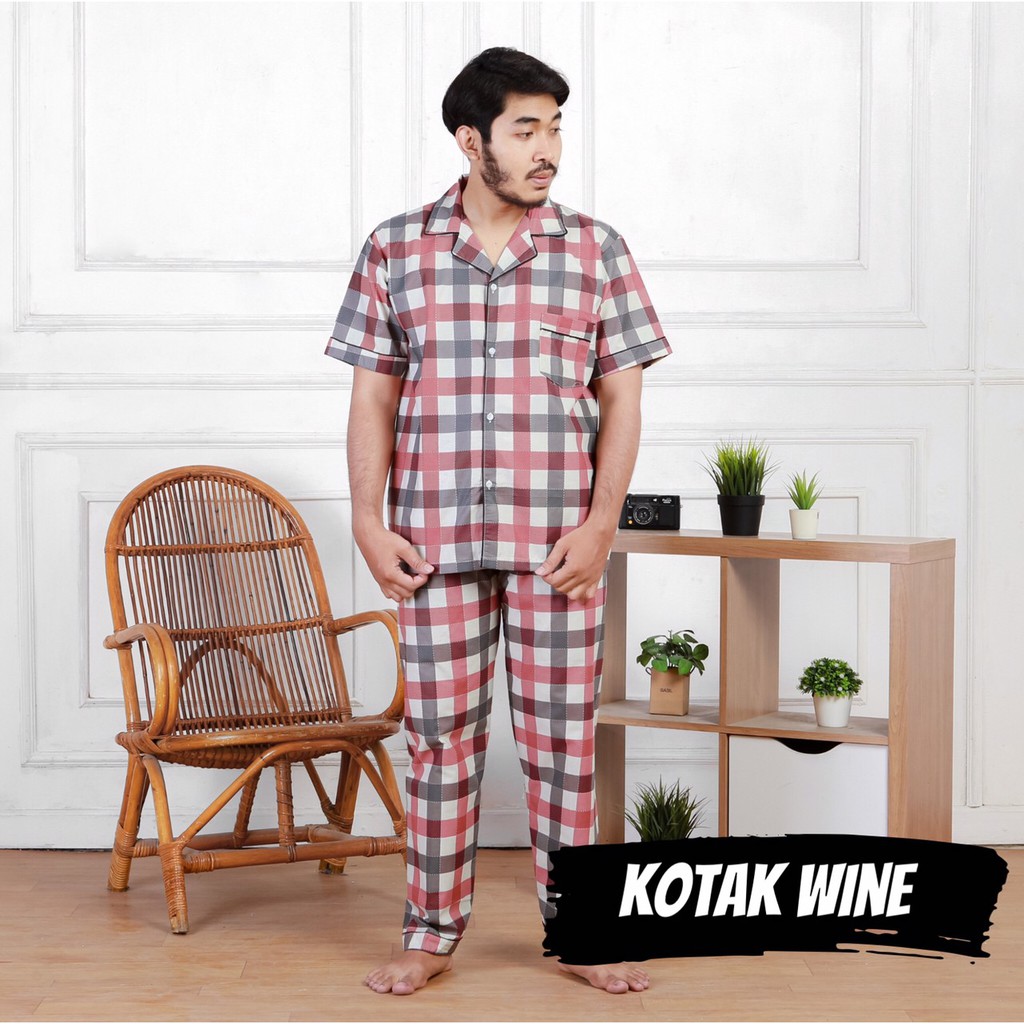 Jual Piyama Pria Kotak Wine Baju Tidur Laki-Laki Dewasa Fit Xl Motif ...