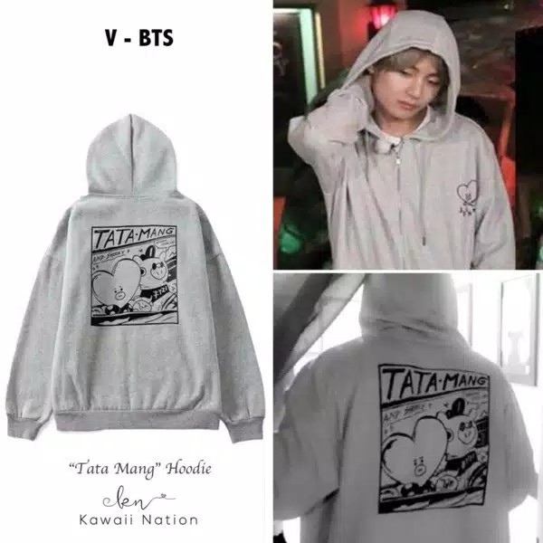 Jual Hoodie Sweater Zipper BTS BT21 TATA MANG KPOP JUNGKOOK JIN JIMIN V ...