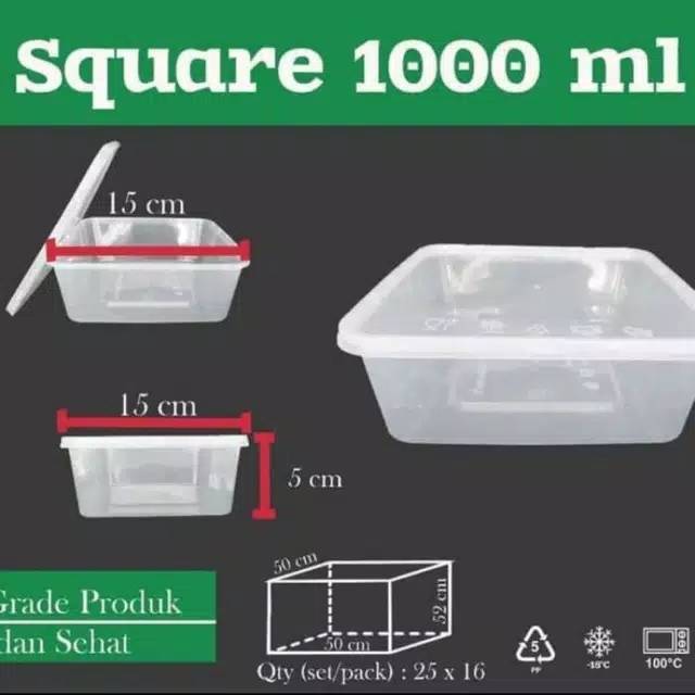 Jual THINWALL KOTAK 1000ML SQUARE ISI 25 PCS | Shopee Indonesia